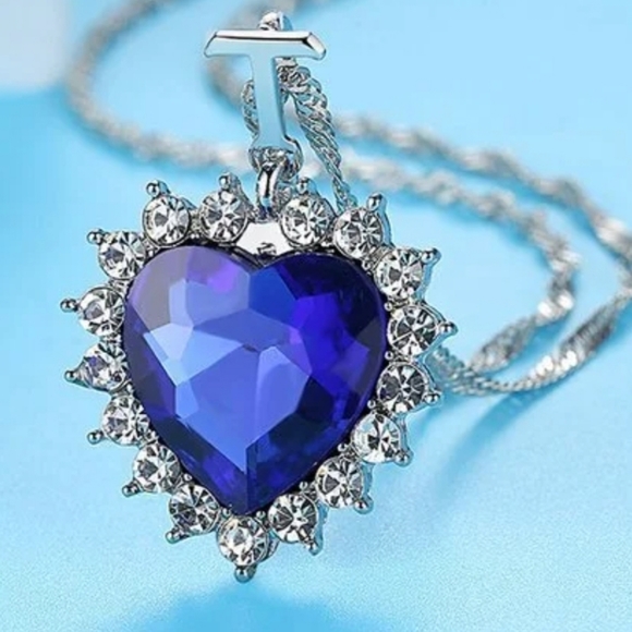 Jewelry | New Blue Crystal Heart Necklace | Poshmark